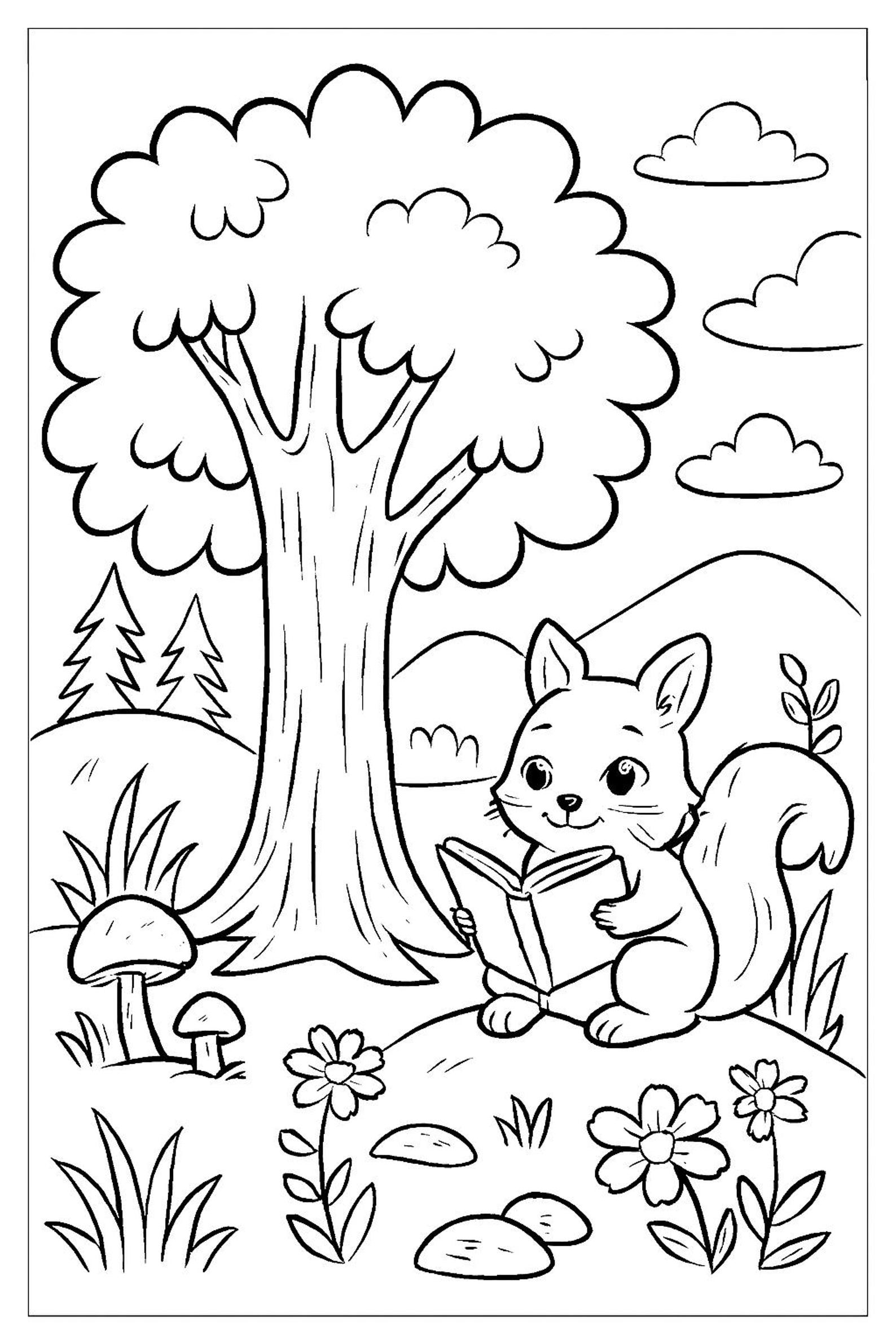 Nature-themed Kids Coloring Page – Instant Download, Fun Art Activity ...