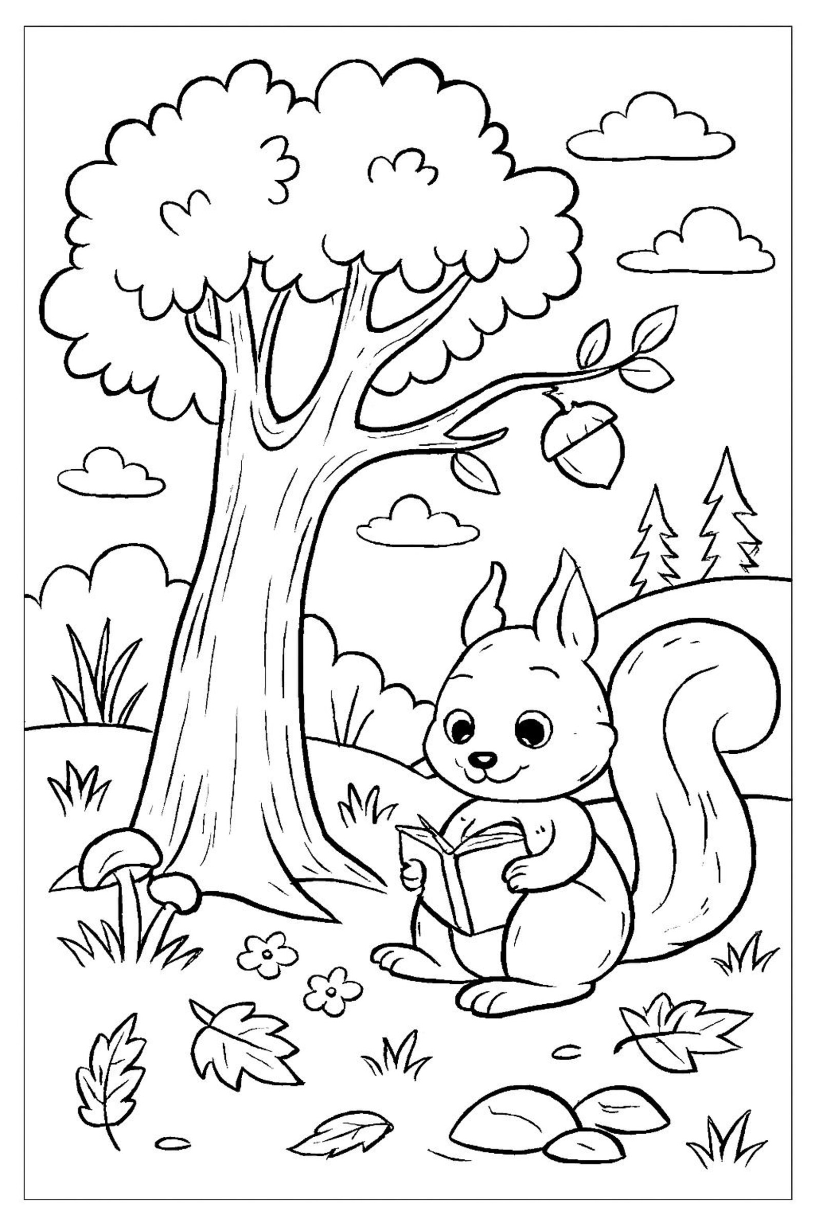 Nature-themed Kids Coloring Page – Instant Download, Fun Art Activity ...