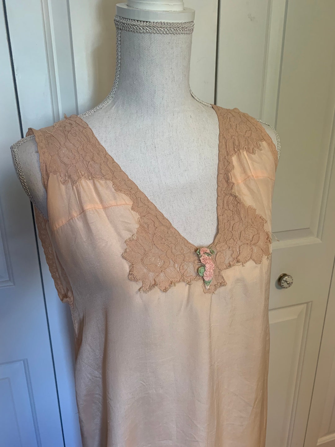 1940s Handmade Peach Nightgown - Etsy