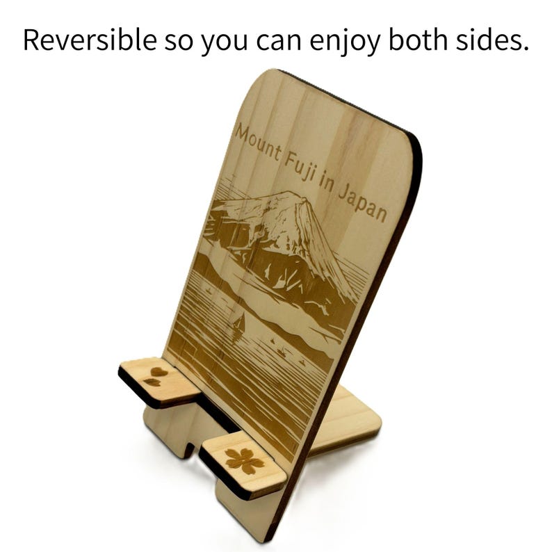 Smartphone Stand - (bu)"take" Kanji Art Japanese Hinoki Wooden Engraved ...
