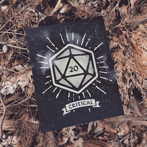 D20 Critical Hit Poster Dice Roll for Initiative Game Master Wall Art ...
