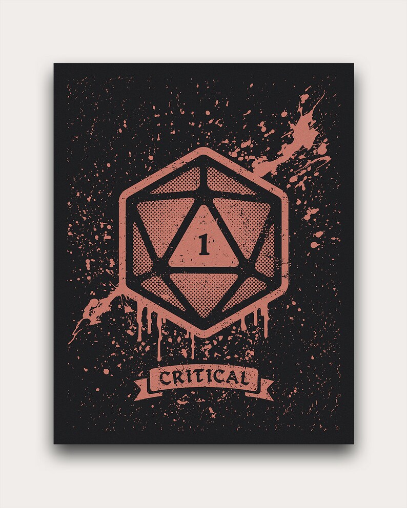 Critical Miss Art Print Handmade D20 Print Magic Dice Roll | Etsy