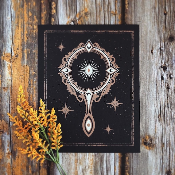 The Magic Mirror Art Print Handmade Gothic Decor Magical | Etsy Australia