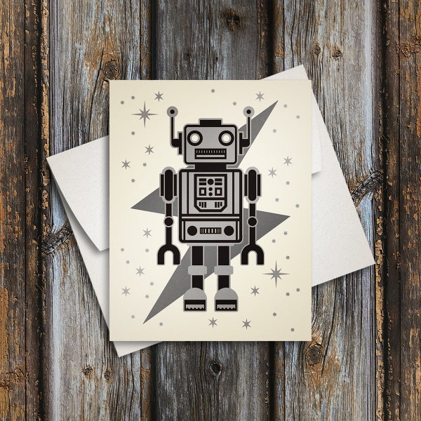 Robot Birthday Card - Etsy