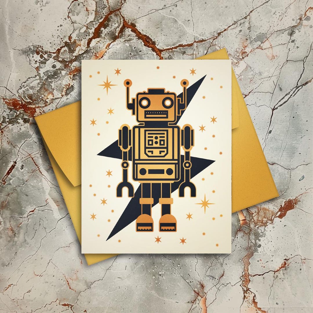 Retro Robot - Greeting Card - Etsy