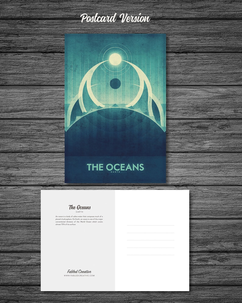 The Oceans of Earth - Postcard or Poster - Galaxy Art Print - Space ...