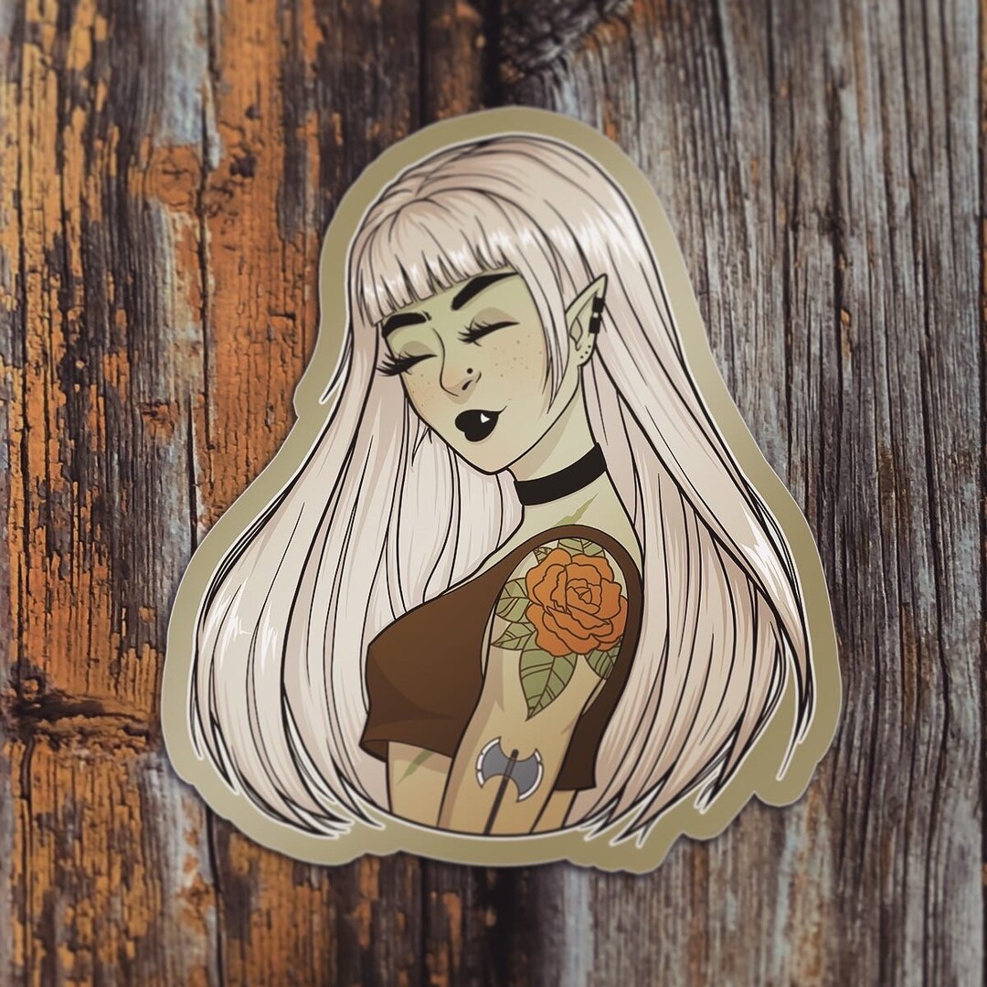Orc Girl Sticker Spring Aesthetic - Etsy