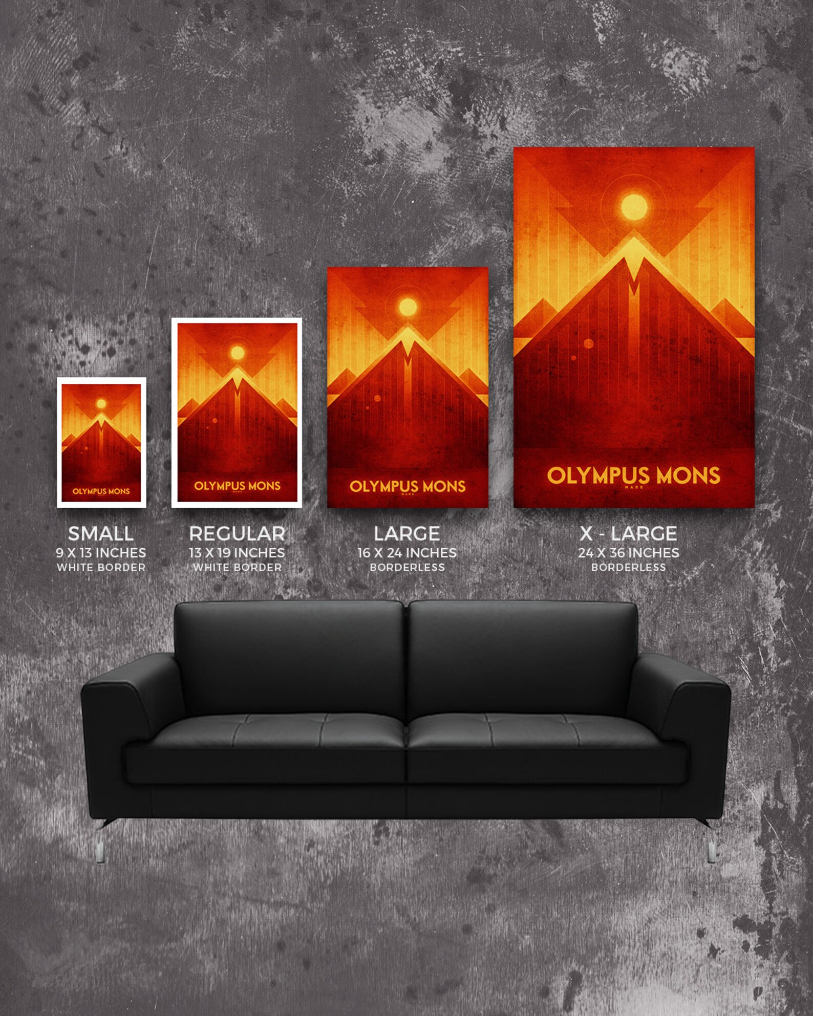 Olympus Mons on Mars - Postcard or Poster - Galaxy Art Print - Space ...