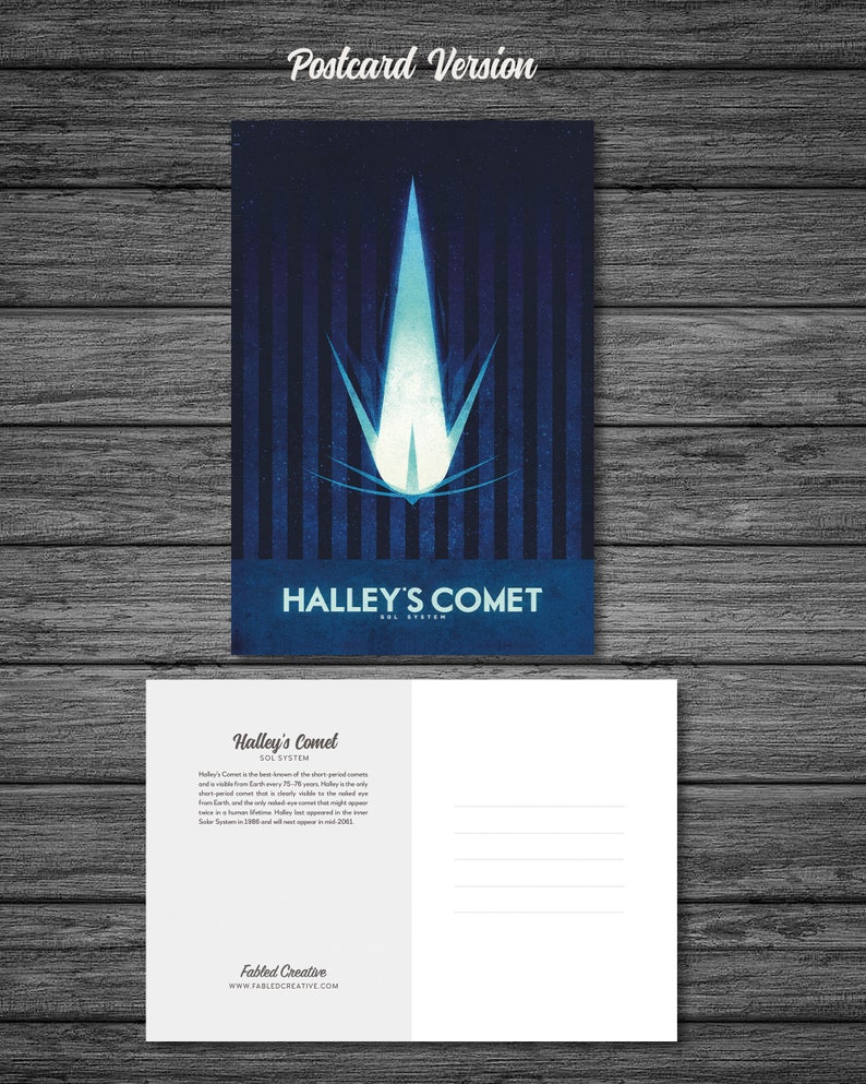 Halley's Comet - Postcard or Poster - Galaxy Art Print - Space Travel ...