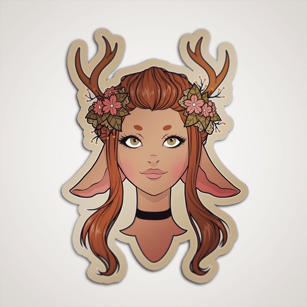 Young Faun Girl Sticker Spring Aesthetic - Etsy