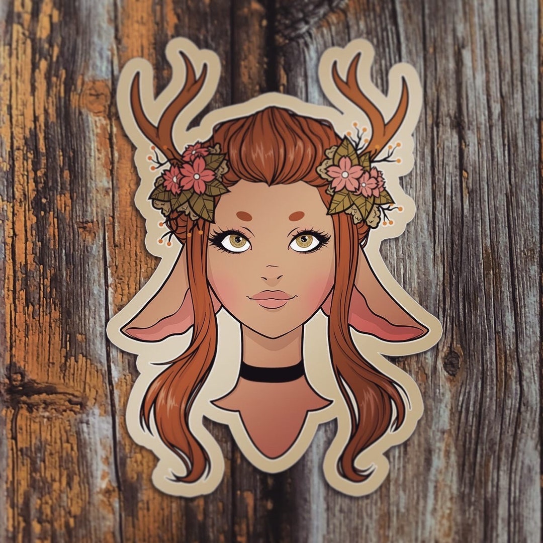 Young Faun Girl Sticker Spring Aesthetic - Etsy