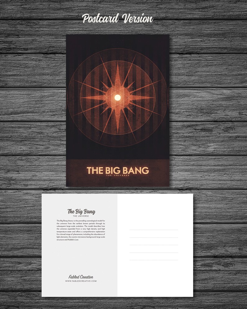 The Big Bang - Theory - Space Travel Postcard or Poster - Minimalist ...