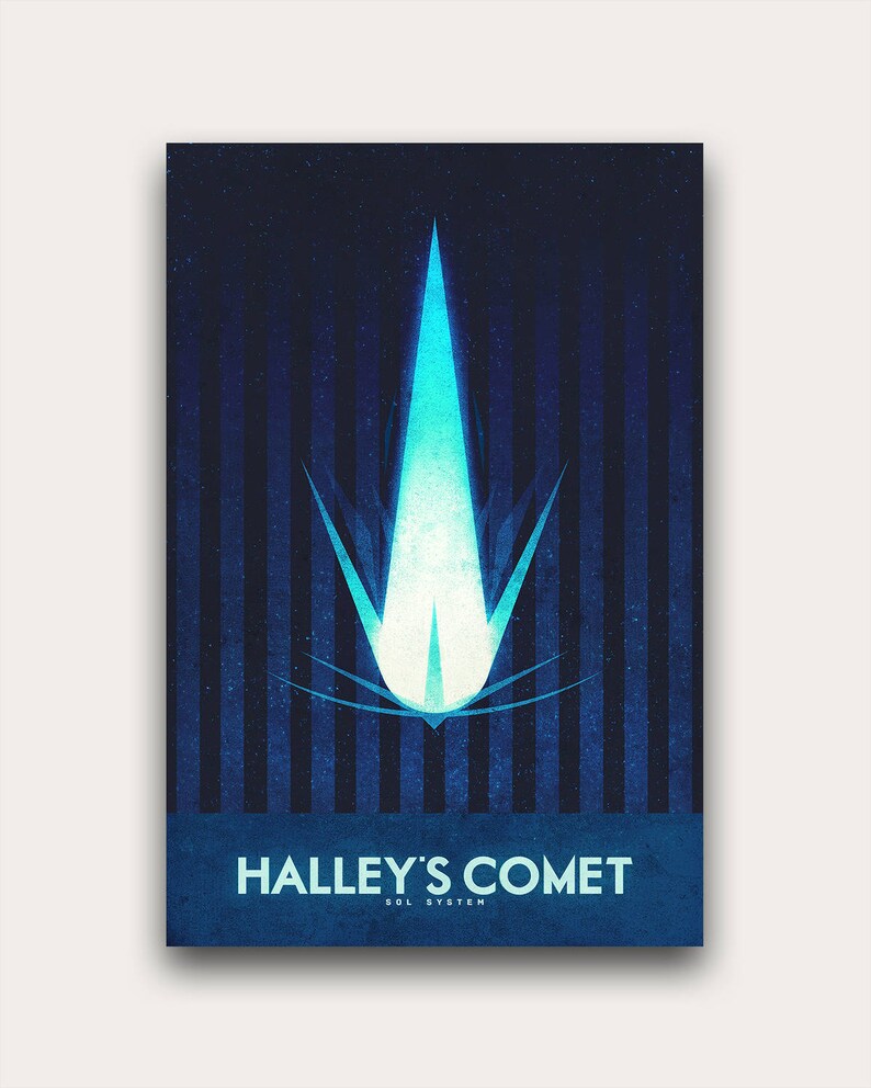 Halley's Comet - Postcard or Poster - Galaxy Art Print - Space Travel ...