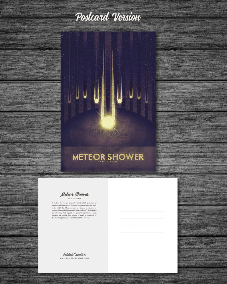 Meteor Shower - Postcard or Poster - Galaxy Art Print - Space Travel ...