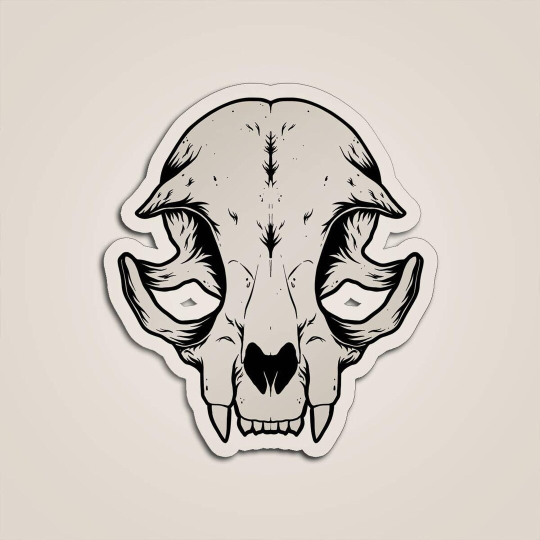Gothic Cat Skull Sticker - Etsy