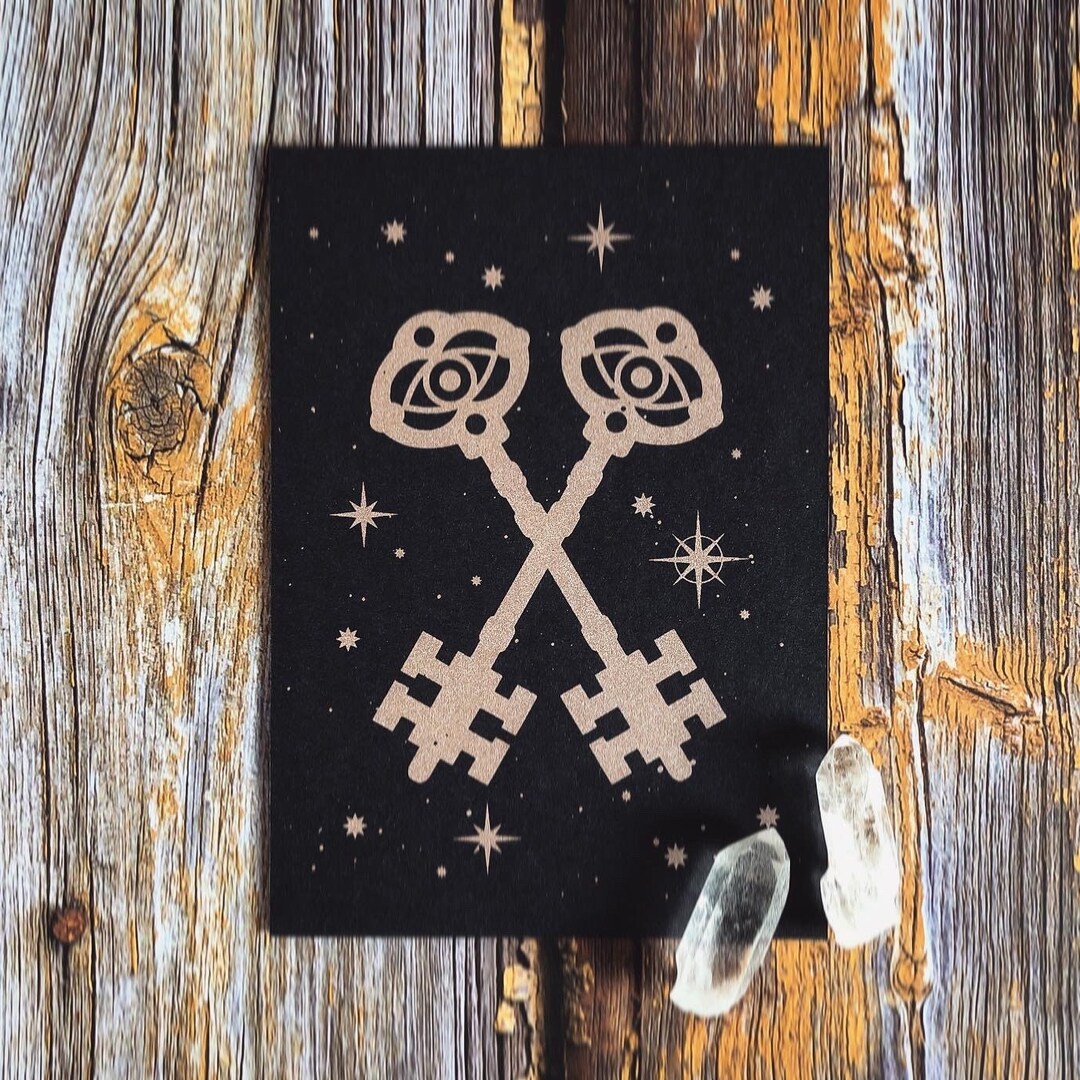 Keys Art Print 5 X 7 Inch Handmade Screenprint Metalic Copper Ink on ...