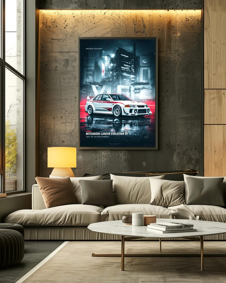 Mitsubishi Lancer Evolution VI Poster, JDM Car Wall Art, Shutoko ...