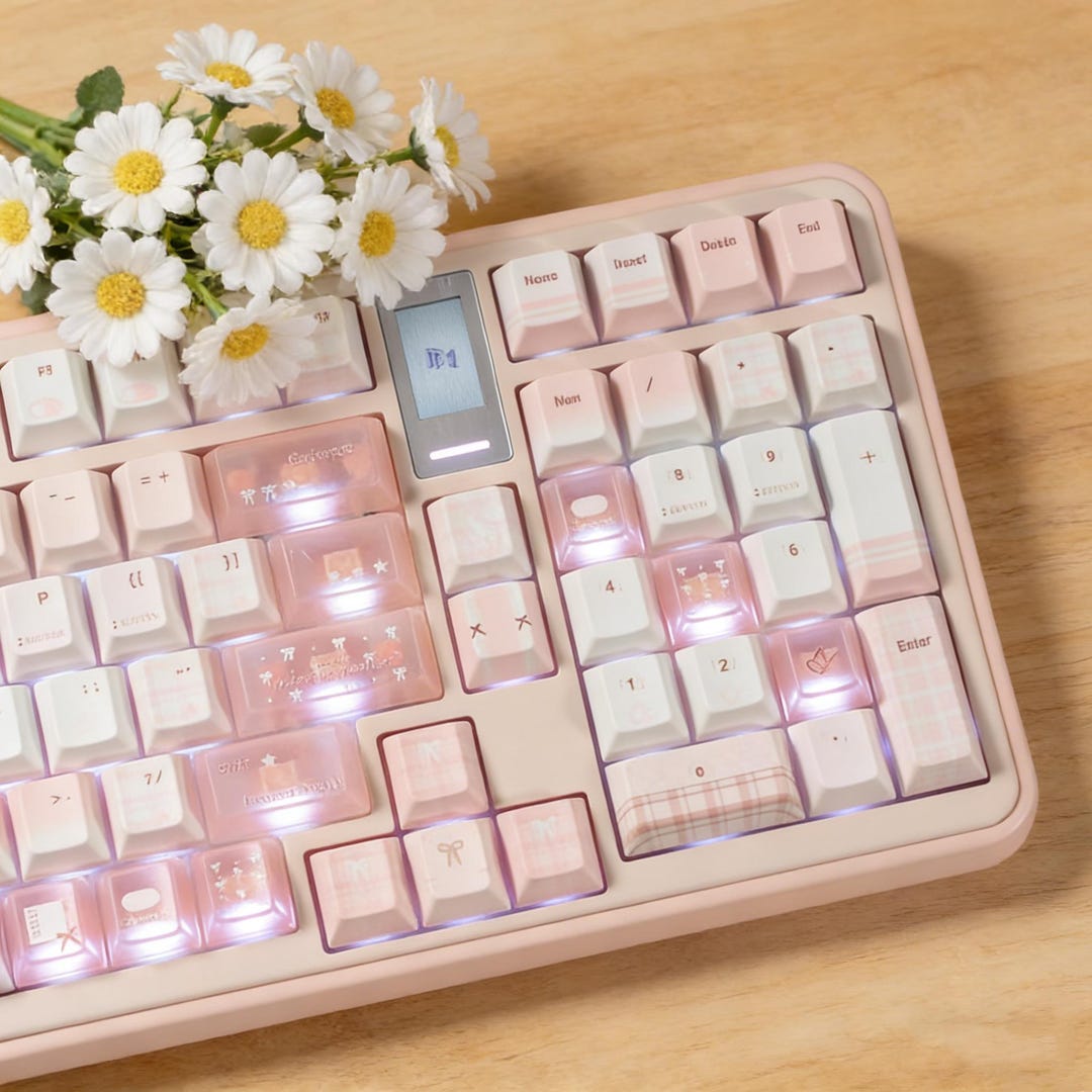143 Pcs Cute Pink Gaming Keycap Set, Cherry Profile PBT Dye Sublimation ...