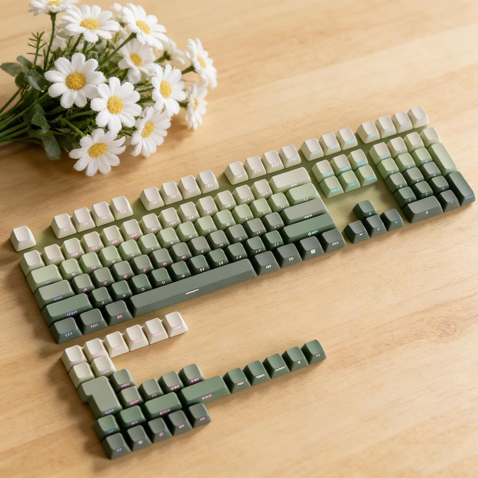 136 Pcs Green Grape Oolong Gradient Gaming Keycap Set, Cherry Profile ...
