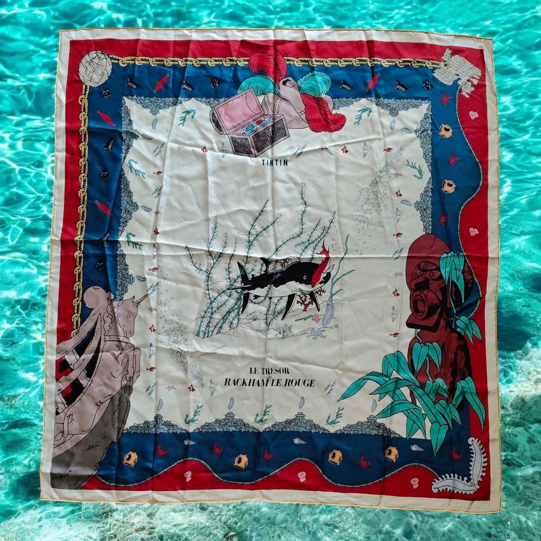 Vintage Tintin HERGÉ/MOULINSART 1996 Silk Scarf | Le Tresor De Rackham ...