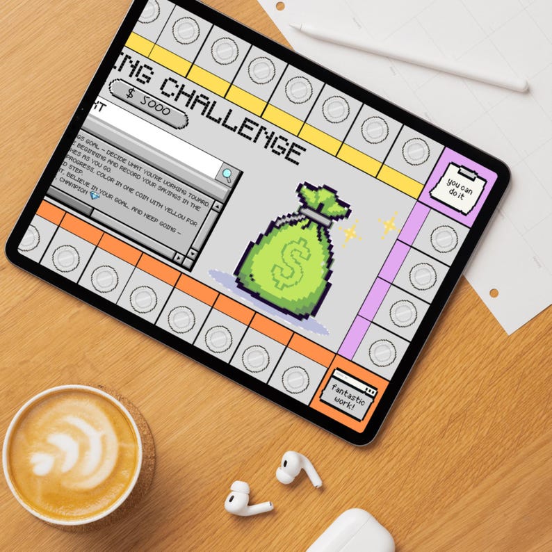 Pixel Art Savings Challenge | Retro Budget Tracker | Saving Budget ...