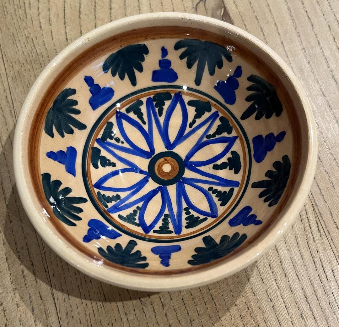 Traditional Mallorcan Hand-painted Ceramic Dish | Blue Floral Design ...