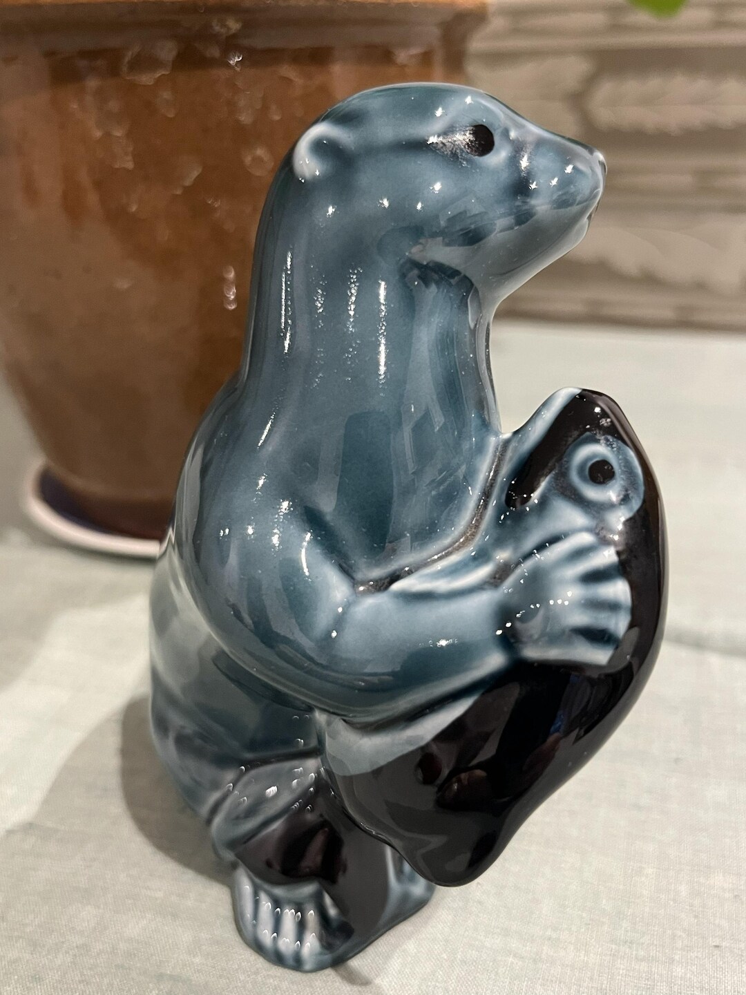 Vintage Poole Pottery Trout Figurine, Blue Dolphin Glaze, Mid-century ...