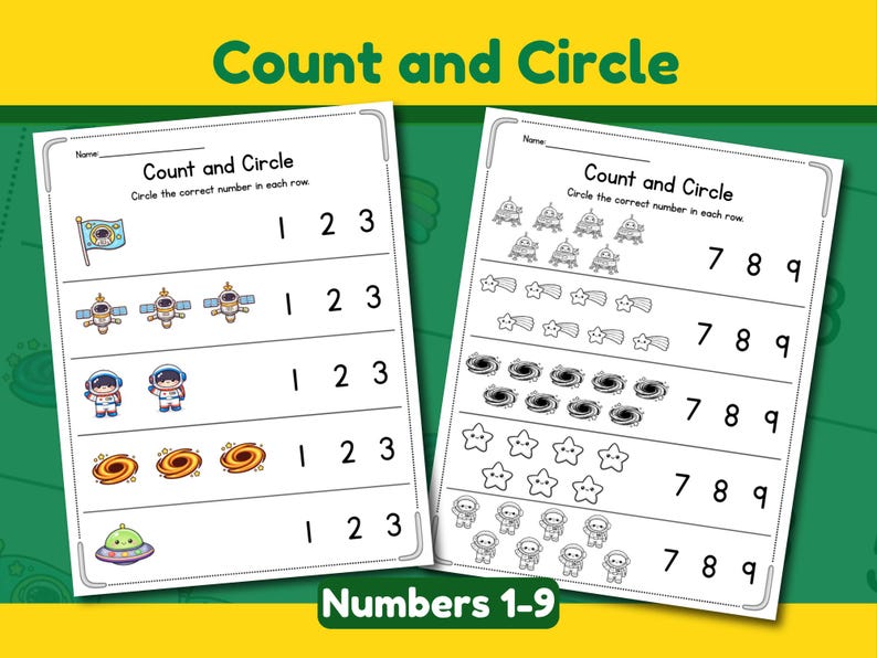 Kindergarten Math Worksheets | Preschool Pre-k | Space Counting ...