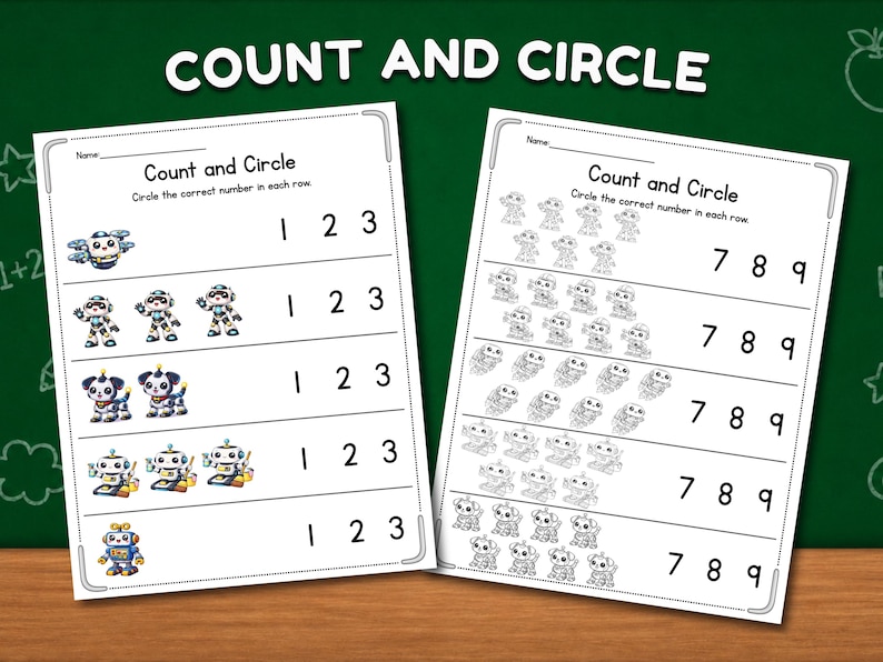 Preschool Math Worksheet, Counting Activity, Kindergarten Learning ...
