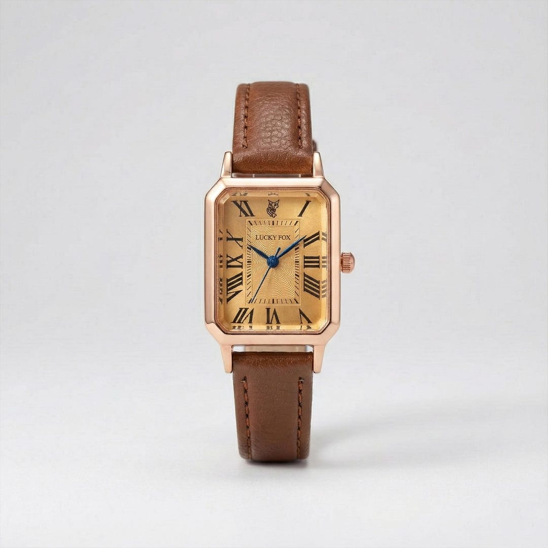 Women’s Vintage Leather Watch With Gold Dial & Roman Numerals - Etsy