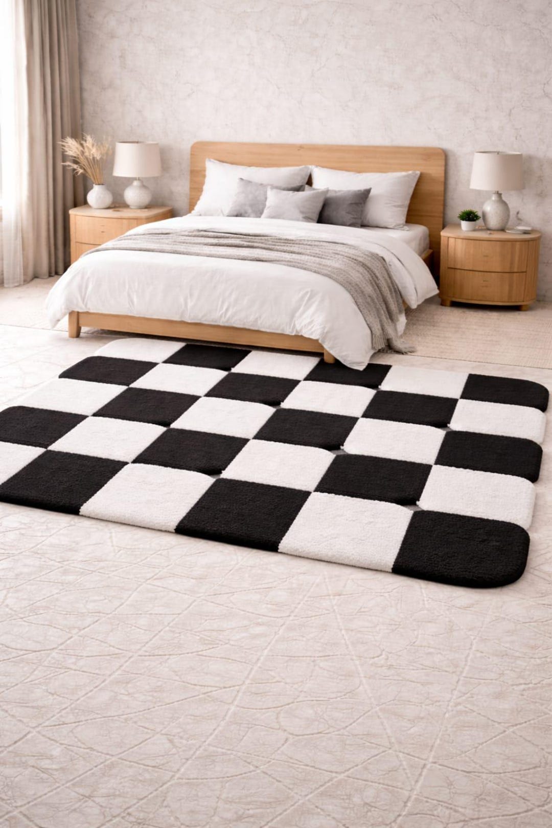 Hand Tufted Black and White Checkerboard Rug | Modern Checkered Area ...