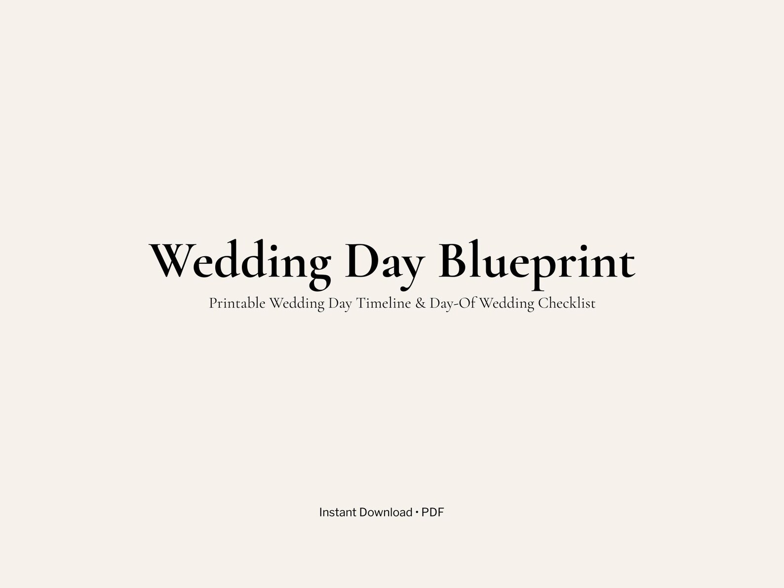 Wedding Day Blueprint | Wedding Day Timeline Template | Printable ...