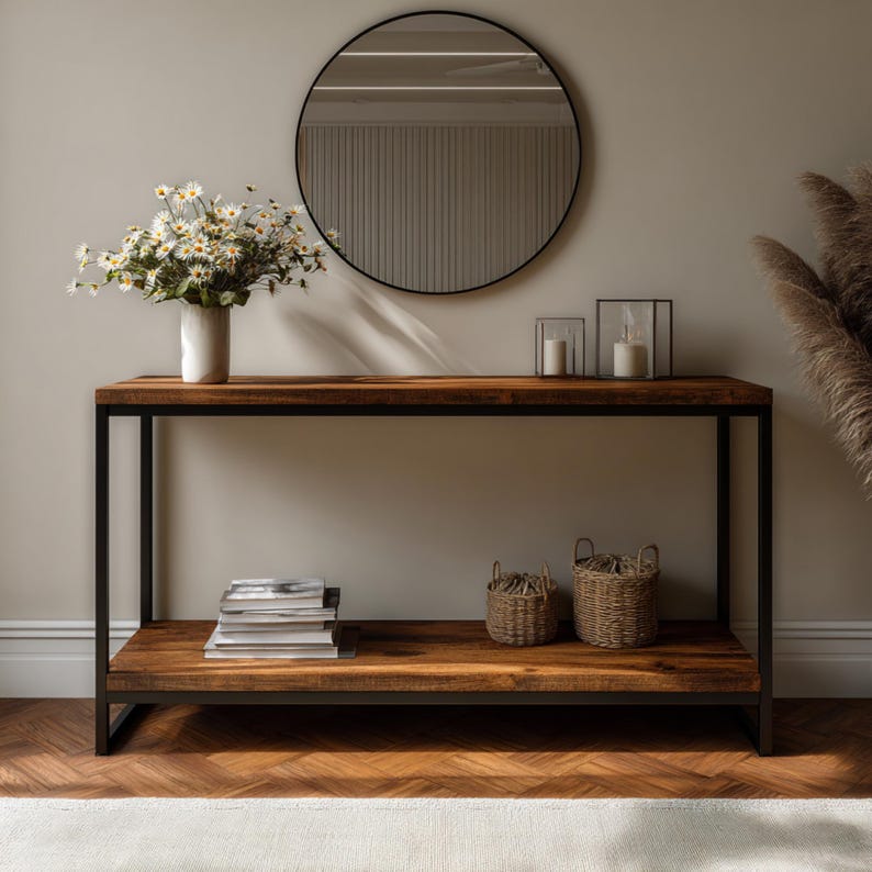 Handmade Distressed Walnut Console Table, Rustic Entryway Furniture - Etsy
