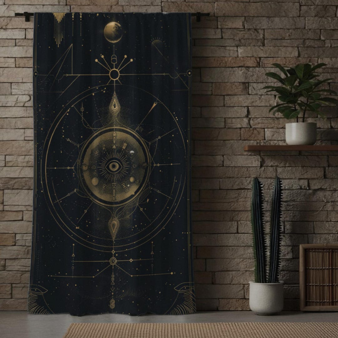 Esoteric Blackout Curtain, Mystic Eye Gold Curtains, Dark Academia ...