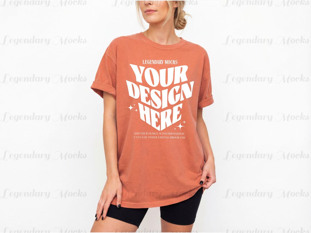 Comfort Colors Terracotta T-shirt Mockup, Oversized Fit (JPEG Digital ...