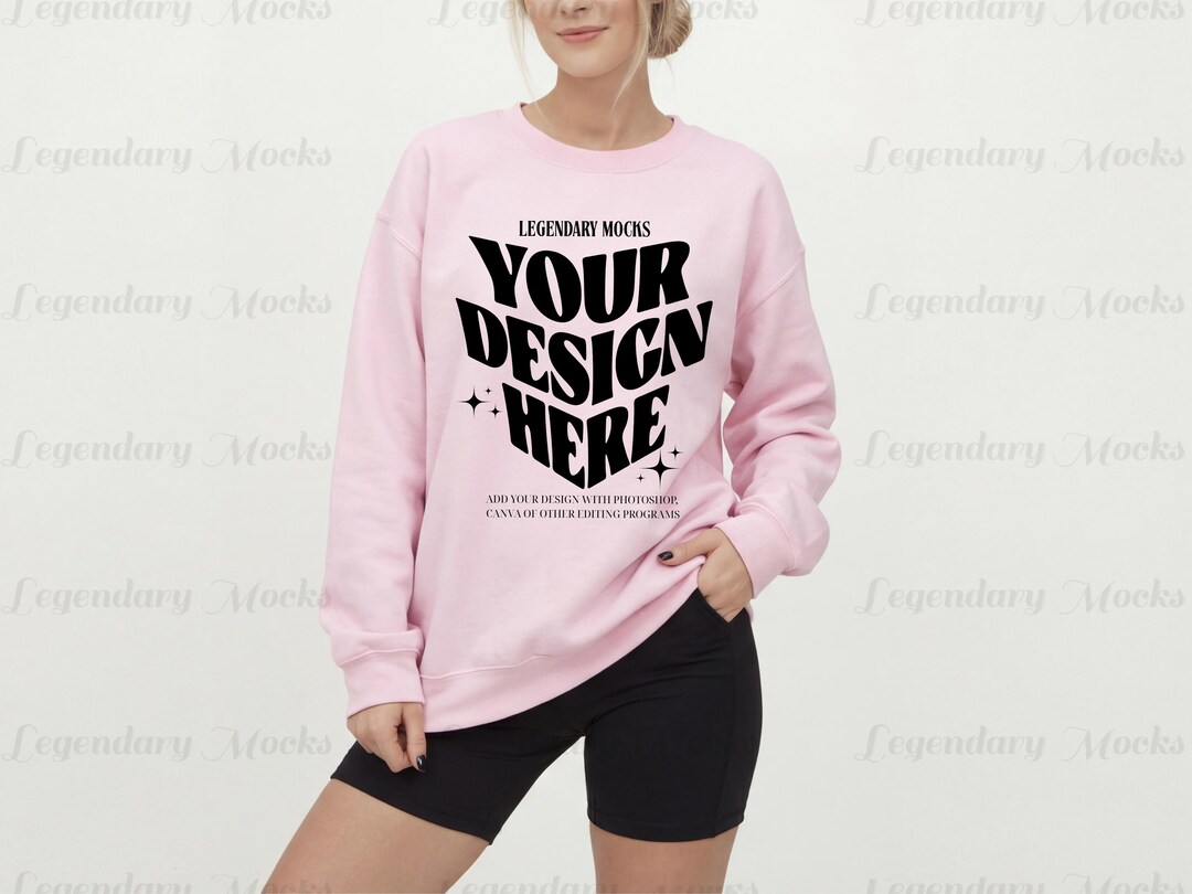 Gildan 18000 Light Pink Sweatshirt Mockup, G18000 Oversized Light-pink ...