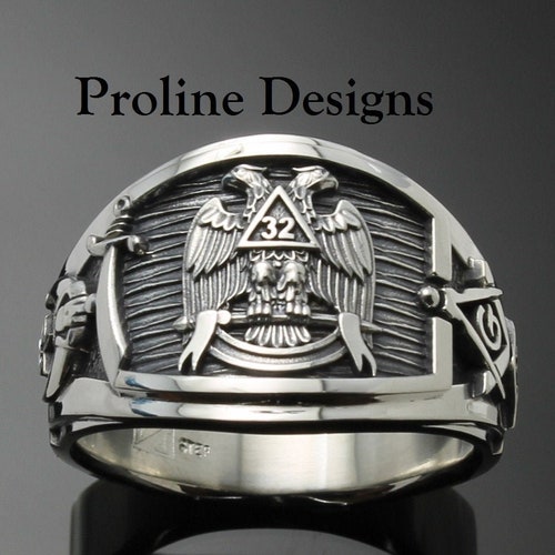 Scottish Rite 32nd Degree Double Eagle Ring in Sterling Silver - Etsy