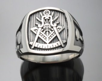Past Master Masonic Ring in Sterling Silver with Polished | Etsy