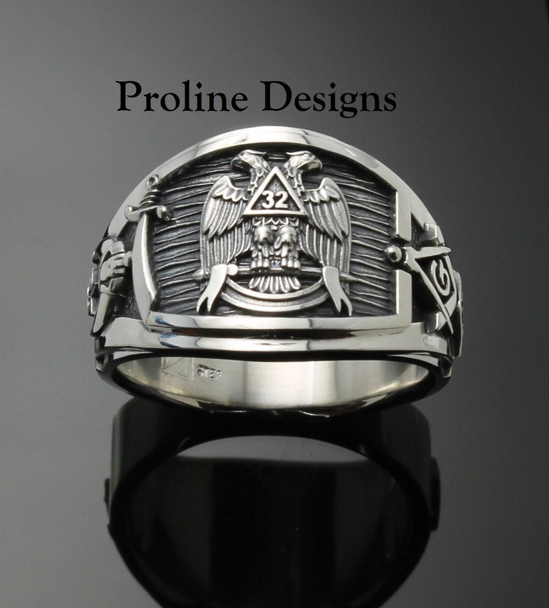 Scottish Rite Shriner Ring in Sterling Silver ~ Style 052b - Etsy