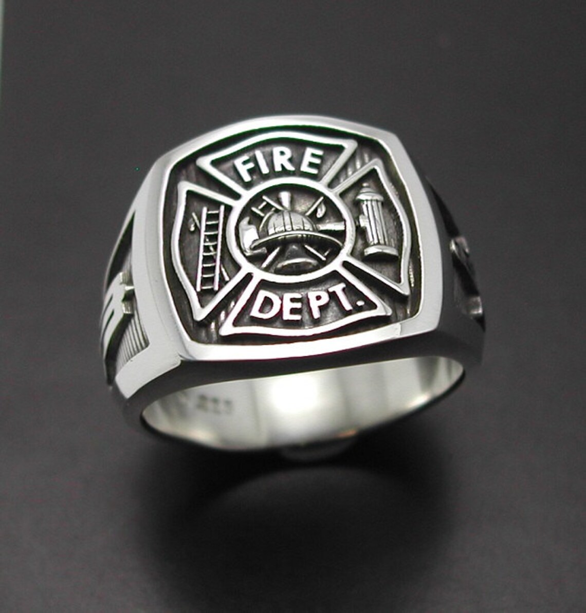 Masonic Fireman Ring in Sterling Silver Style 023M - Etsy