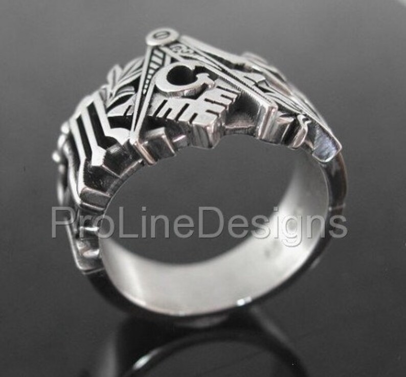 Monogrammed Masonic Ring in Sterling Silver Style 002M | Etsy