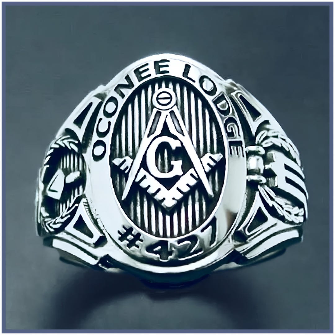 Custom Bezel Blue Lodge Masonic Ring in Sterling Silver ~ Style 011CB ...
