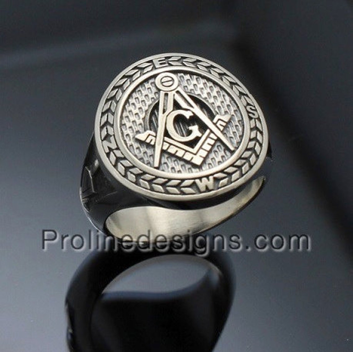Masonic Moral Compass Ring in Sterling Silver ~ Compass Rose NESW ...