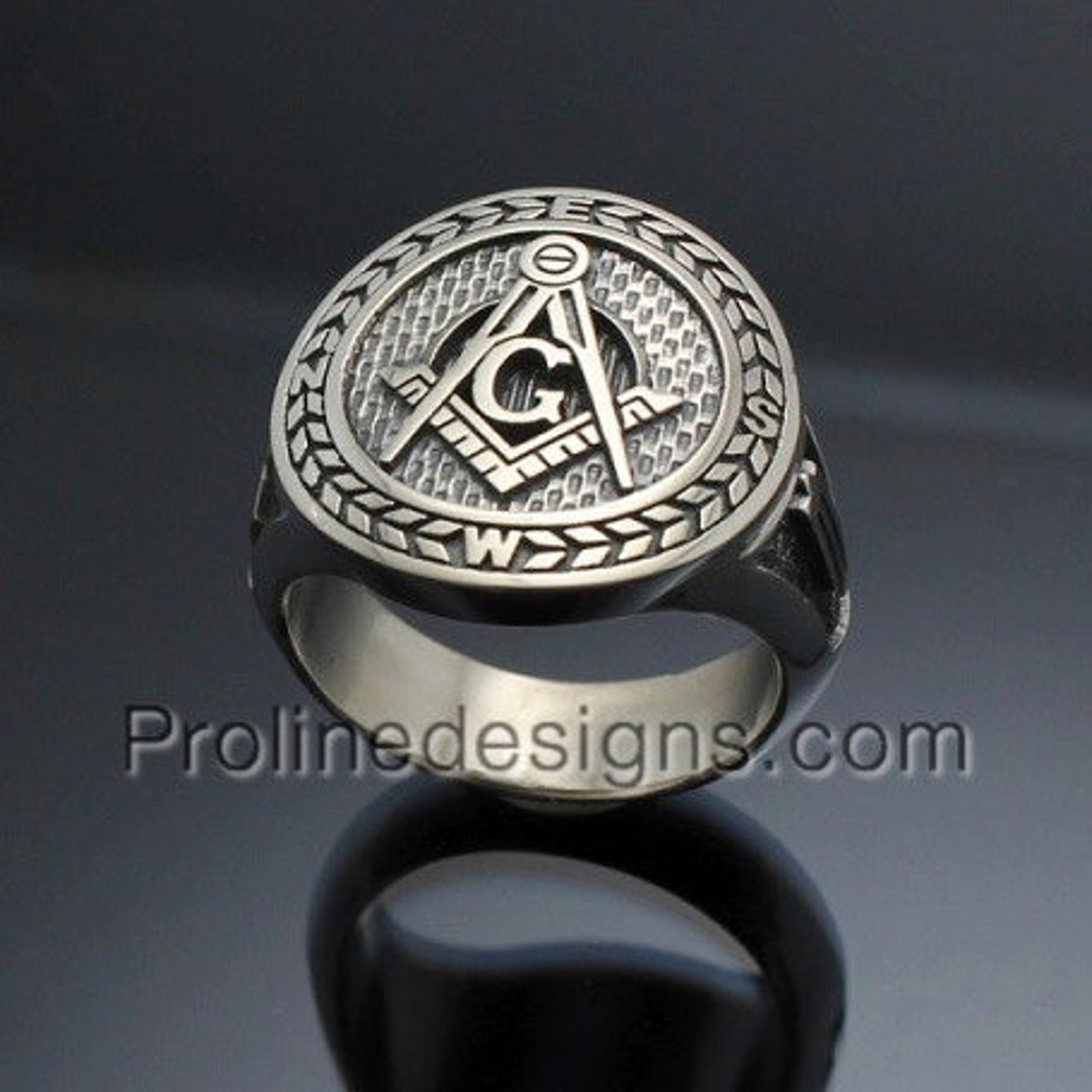 Masonic Moral Compass Ring in Sterling Silver ~ Compass Rose NESW ...