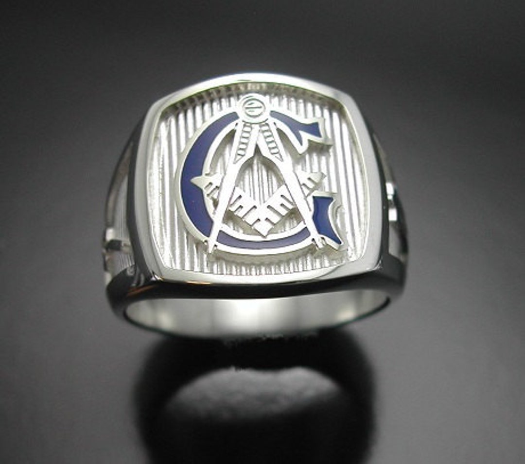 Masonic Ring Blue Lodge in Sterling Silver With Blue G Style 003BG - Etsy
