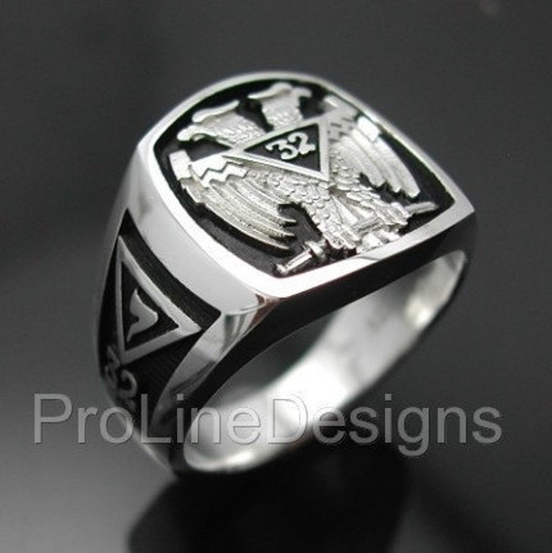 Scottish Rite 32nd Degree Double Eagle Ring in Sterling Silver Style ...