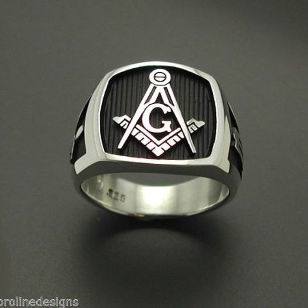 Masonic Ring in Sterling Silver Style 006B - Etsy
