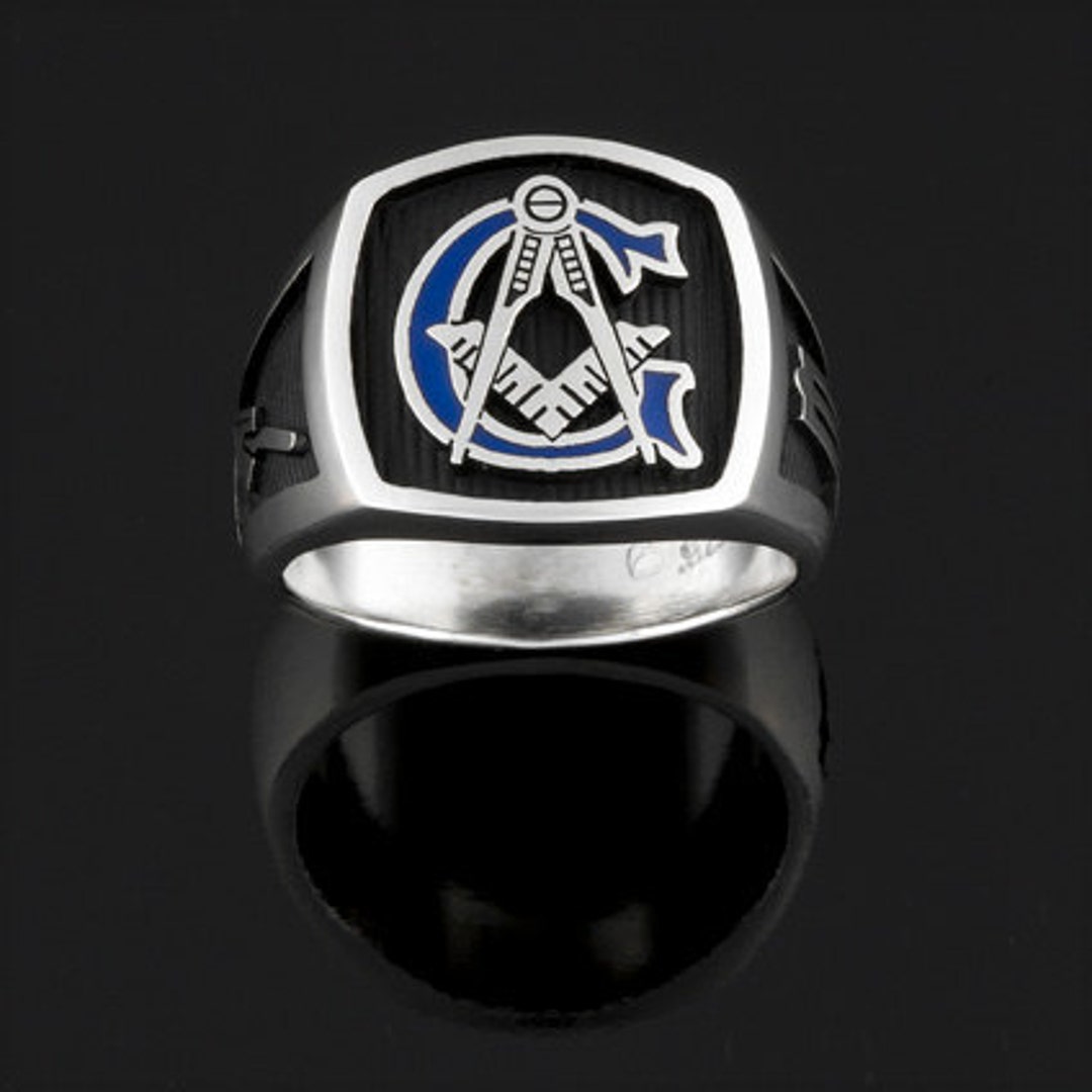 Masonic Ring in Sterling Silver With Blue G Style 003BB - Etsy