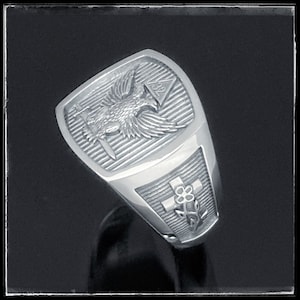 Scottish Rite 32nd Degree Double Eagle Ring With Wings up in Sterling ...