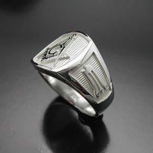 Masonic Ring in Sterling Silver Style 006 - Etsy
